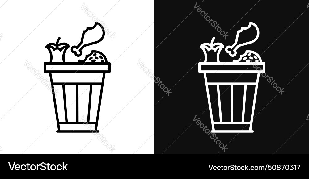Food waste icon set trash symbol Royalty Free Vector Image