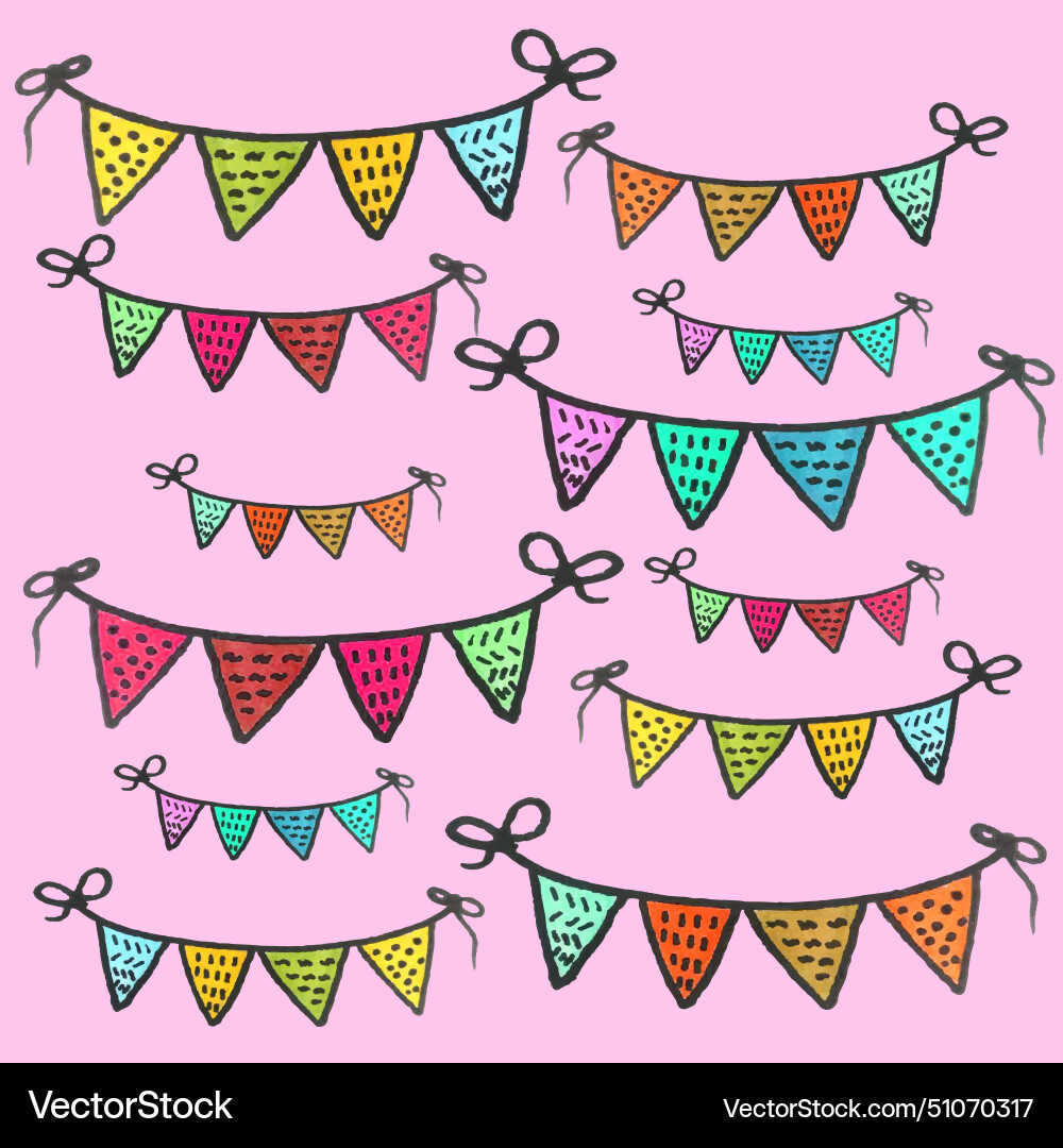 Set of decorative party pennants with different Vector Image