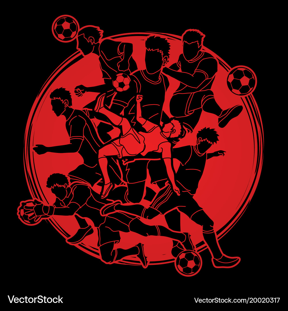 Soccer player team composition Royalty Free Vector Image