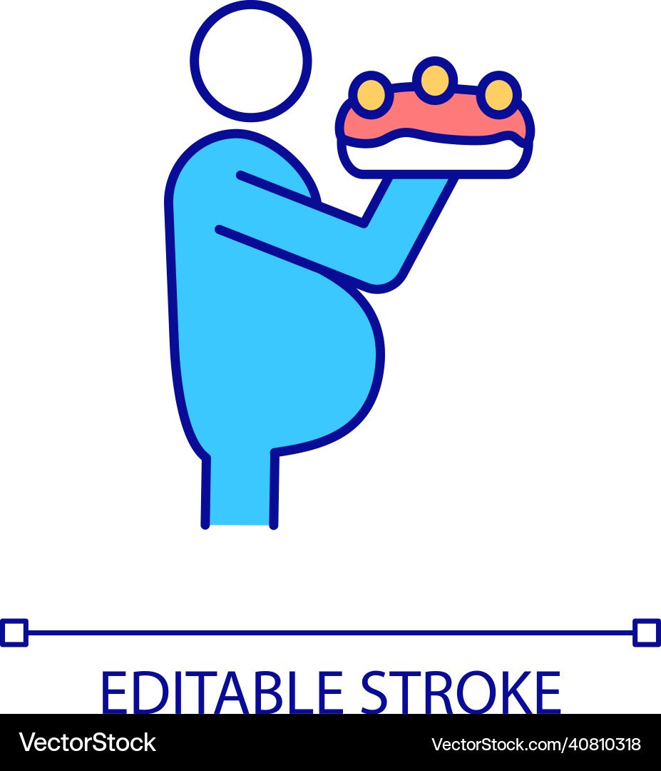 Binge eating rgb color icon Royalty Free Vector Image