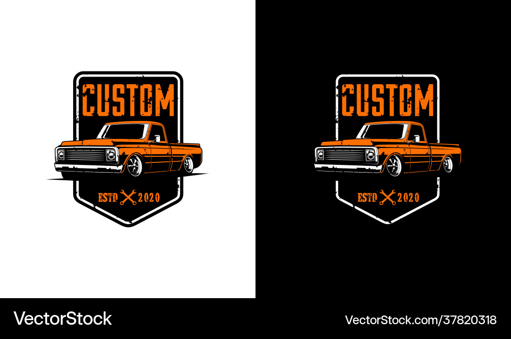 Classic pickup logo template Royalty Free Vector Image