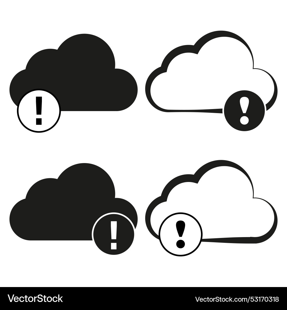 Cloud alert icons exclamation mark symbols Vector Image