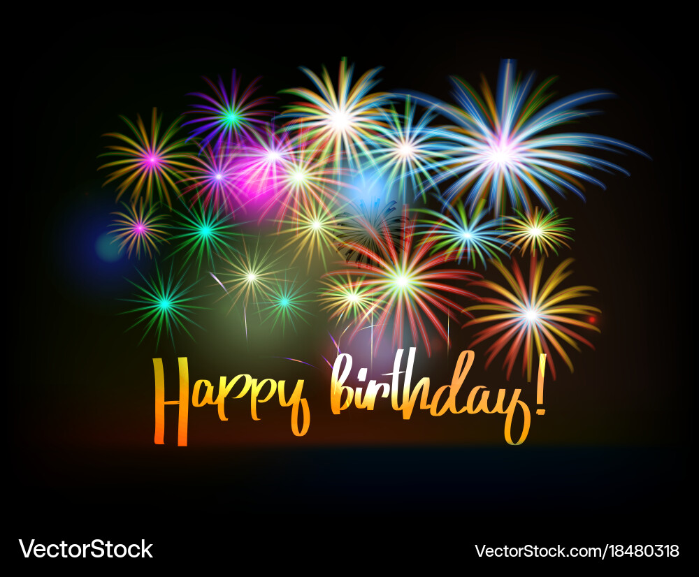 Happy birthday fireworks greeting card Royalty Free Vector