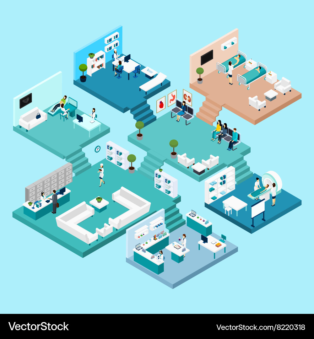 Hospital isometric icons Royalty Free Vector Image