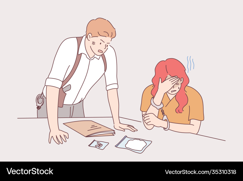 Interrogation suspected person concept Royalty Free Vector