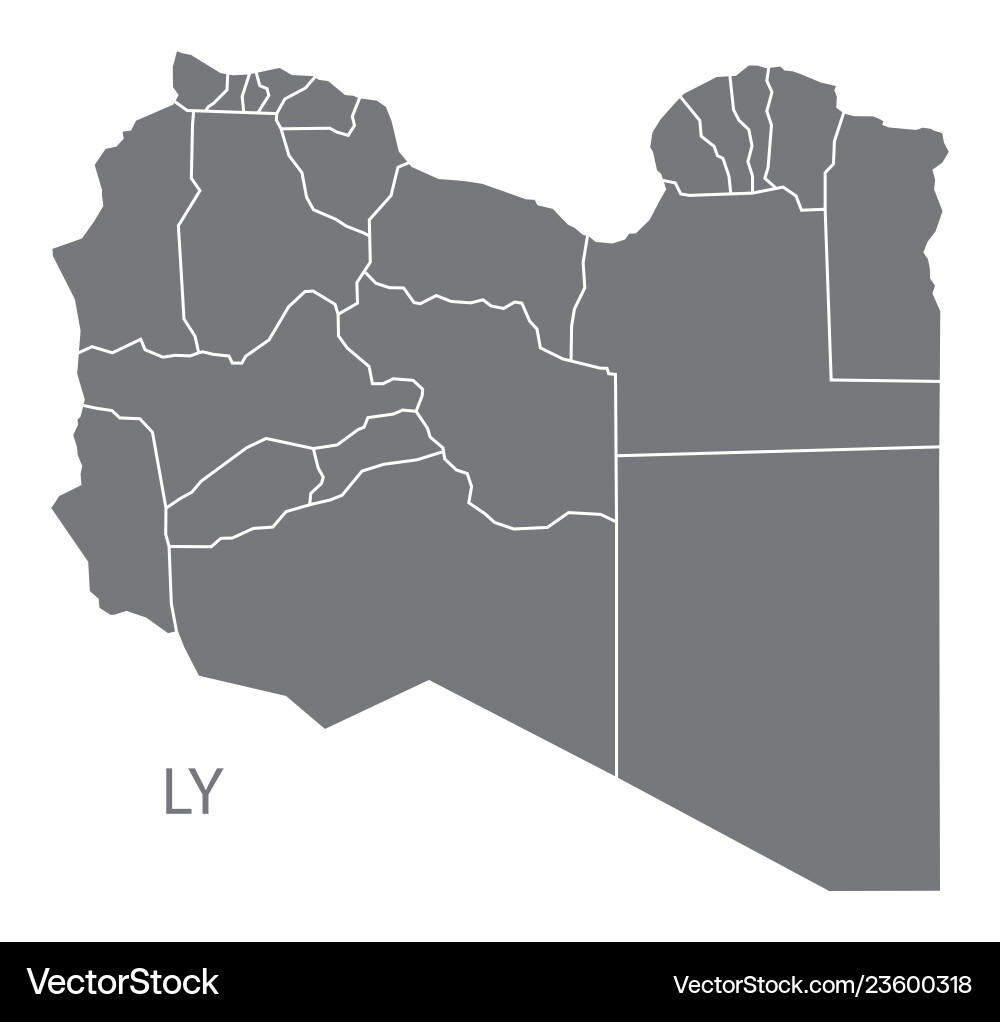 Libya districts map grey Royalty Free Vector Image