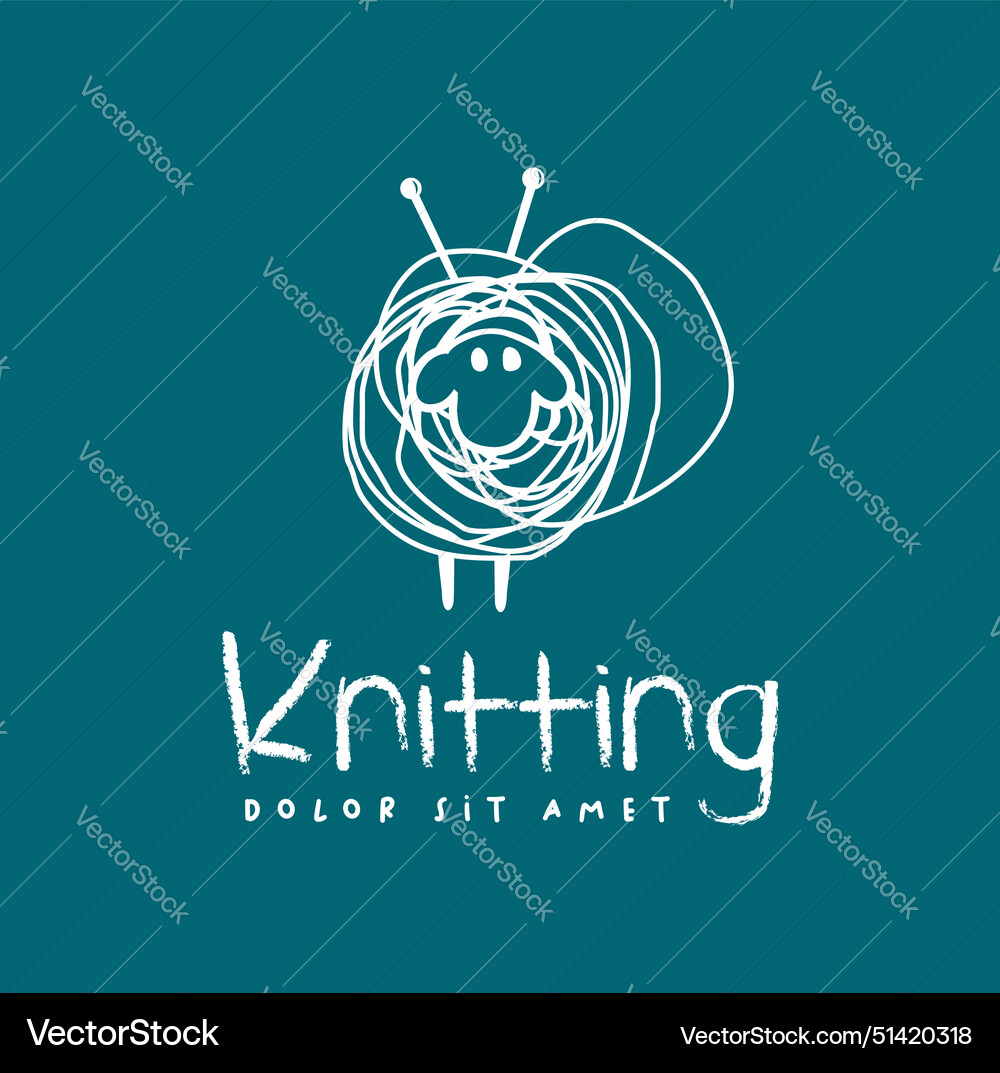 Pure wool logo design sheep knitting stock Vector Image