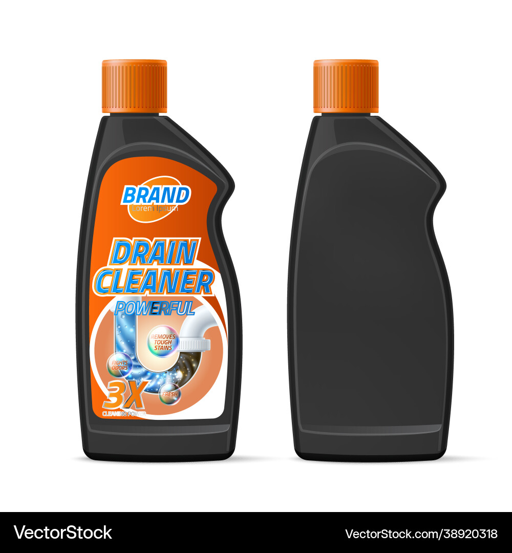 Silver drain pipe cleaner bottle product Vector Image