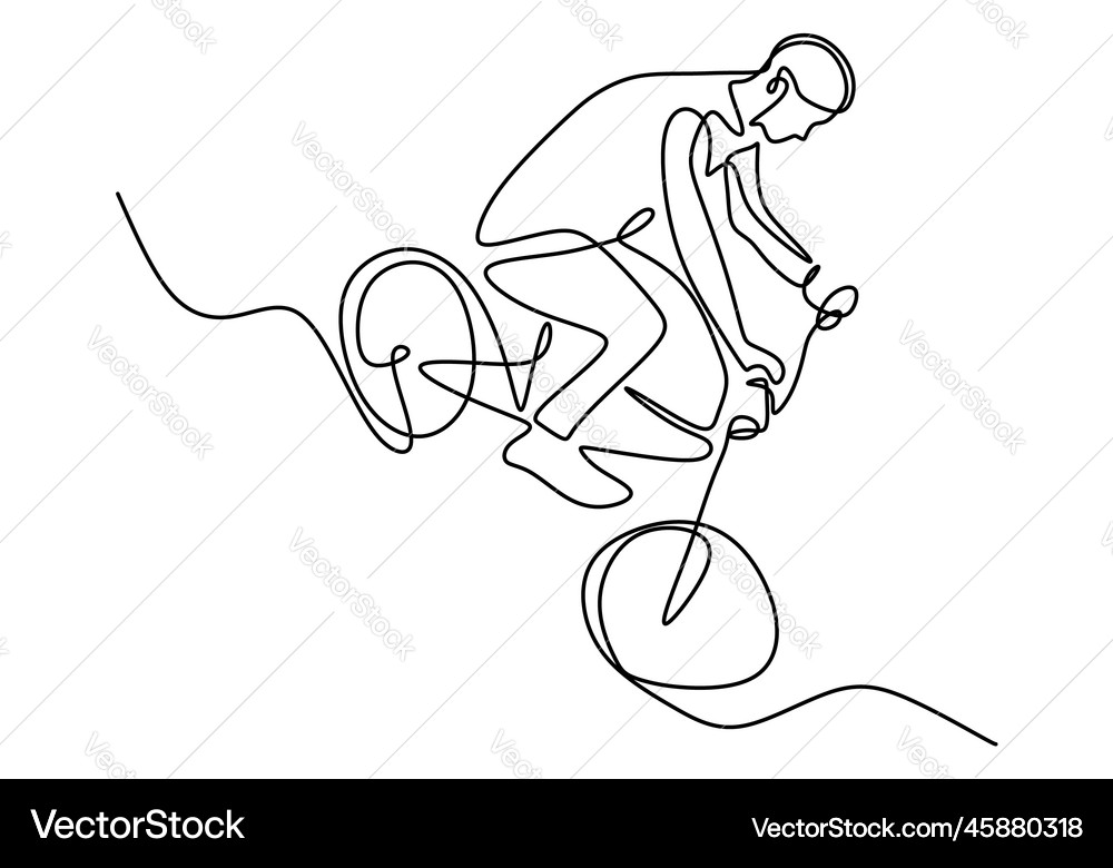 Single continuous line drawing of young cycle Vector Image