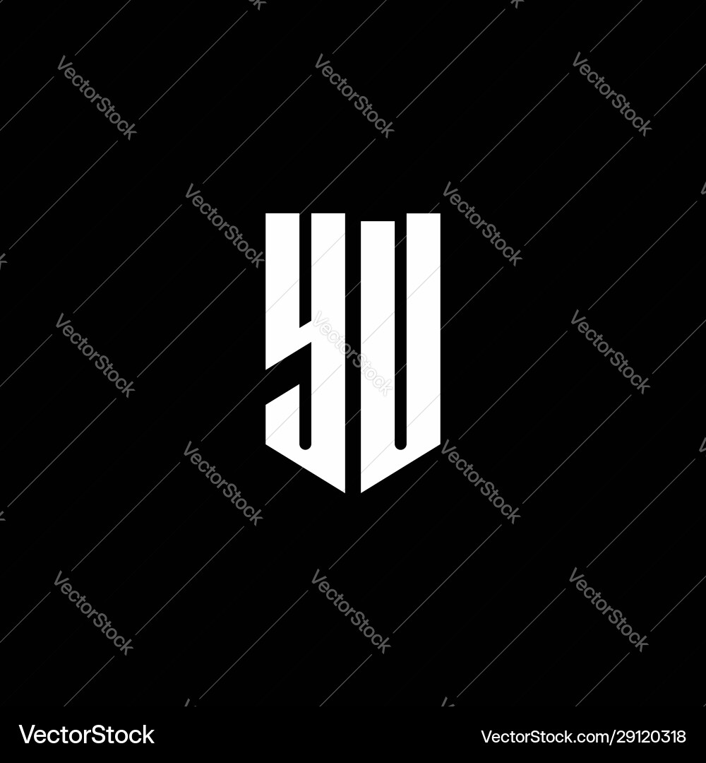 Yu logo monogram with emblem style isolated Vector Image
