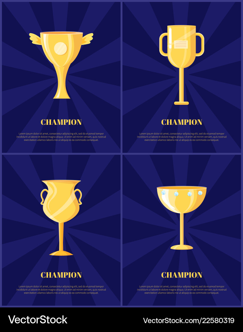 Champion golden trophy cup Royalty Free Vector Image