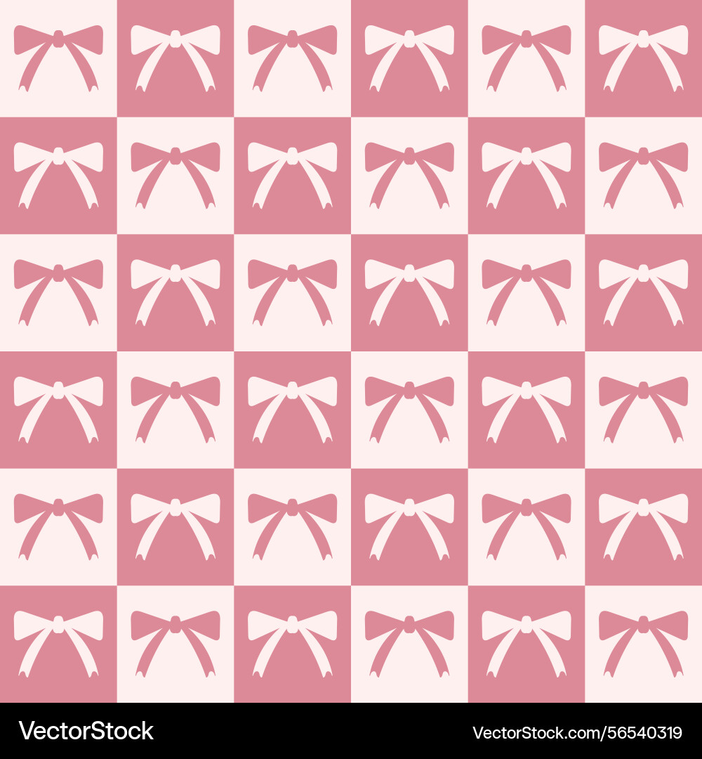 Checkered pink bows coquette seamless pattern Vector Image
