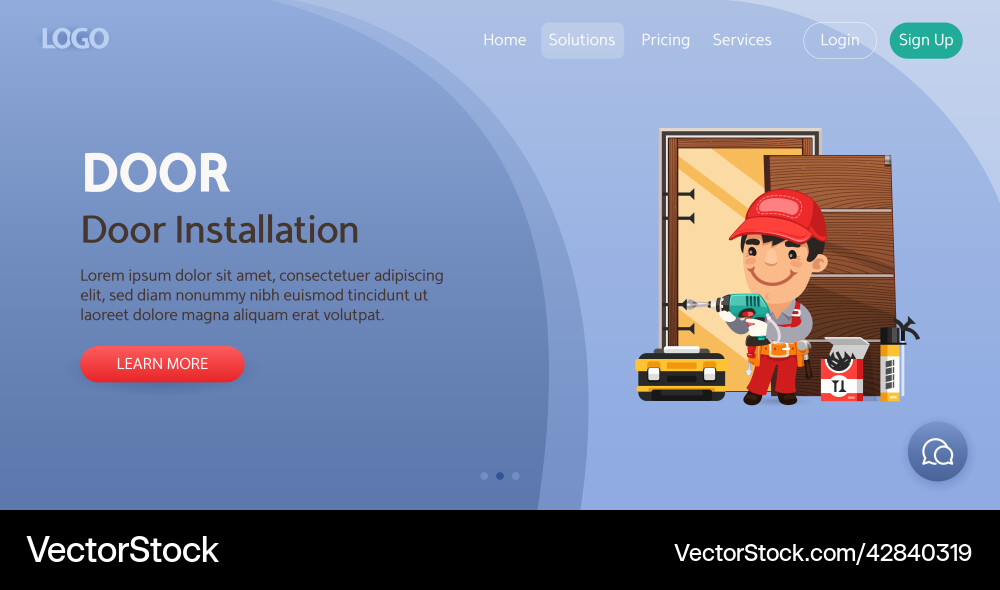Door website template Royalty Free Vector Image