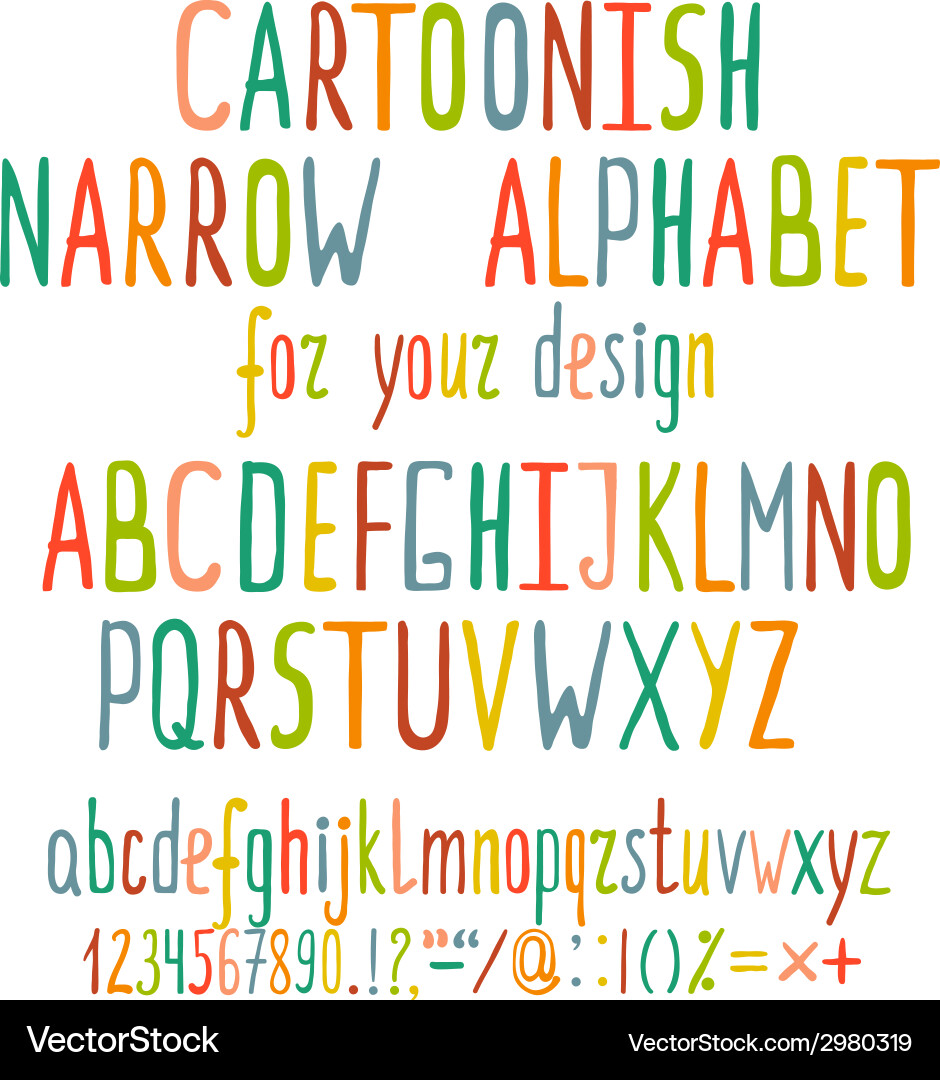 Hand drawn cartoon alphabet letters Royalty Free Vector
