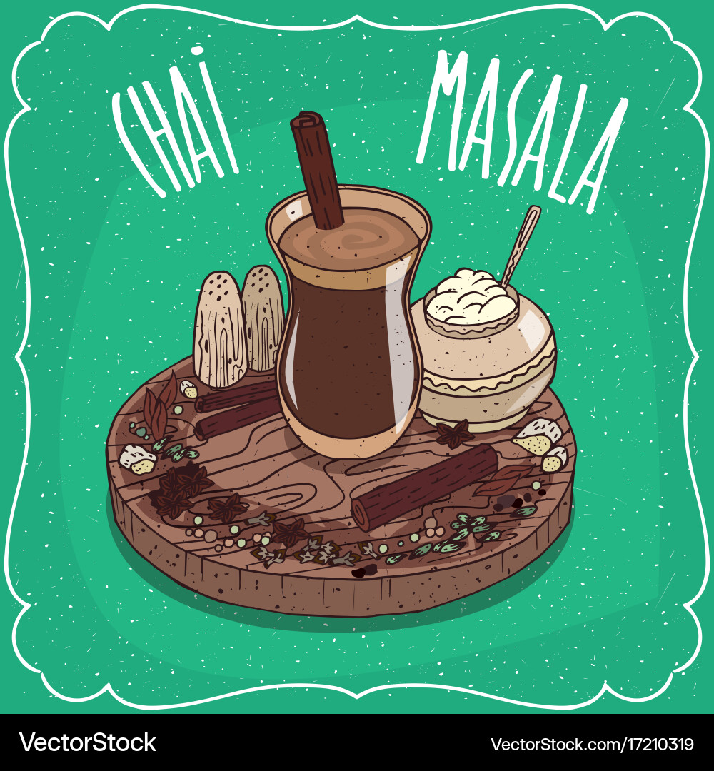 Indian tea masala chai with spices and herbs Vector Image
