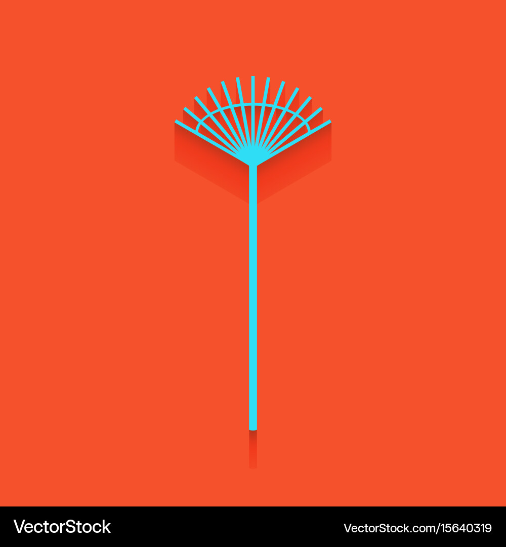 Lawn rake sign whitish icon on brick wall Vector Image