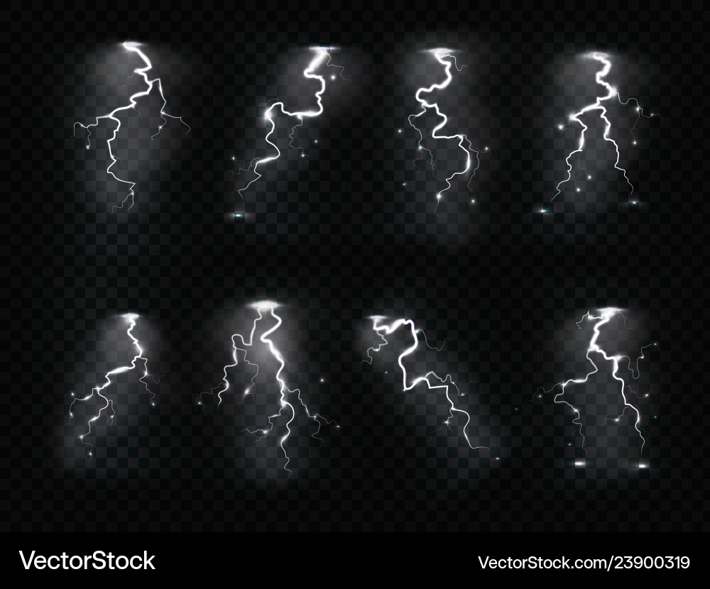Realistic lightning thunder storm electricity Vector Image