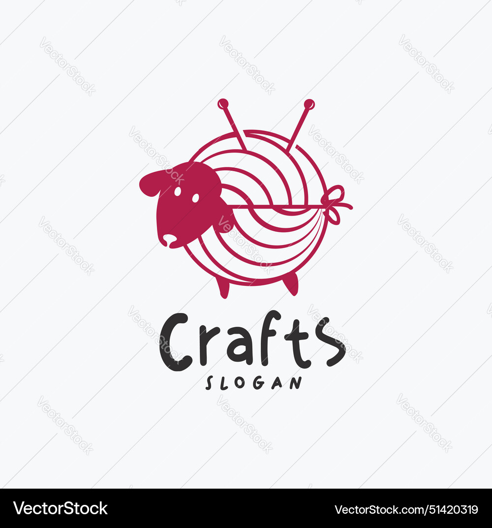 Sheep knitting logo design for handmade sewing Vector Image