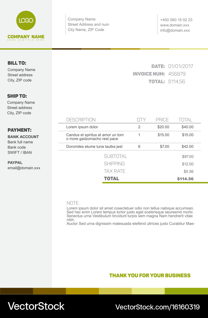 Simple invoice template Royalty Free Vector Image