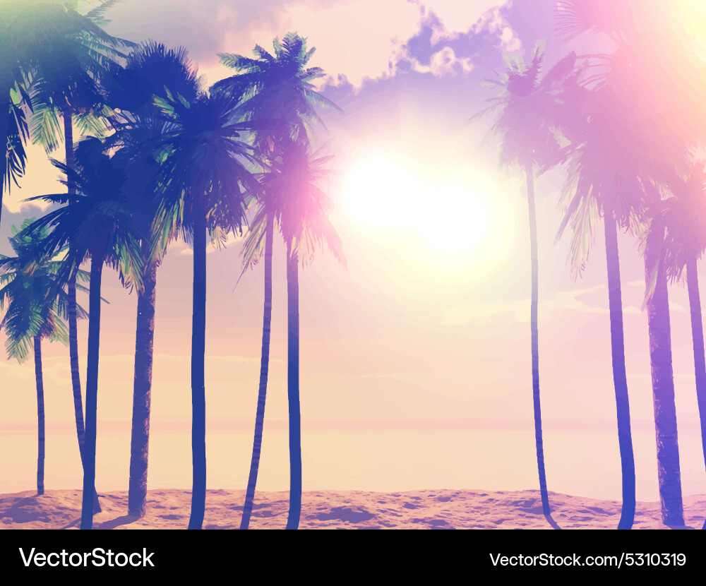 Summer retro palm trees 1405 Royalty Free Vector Image