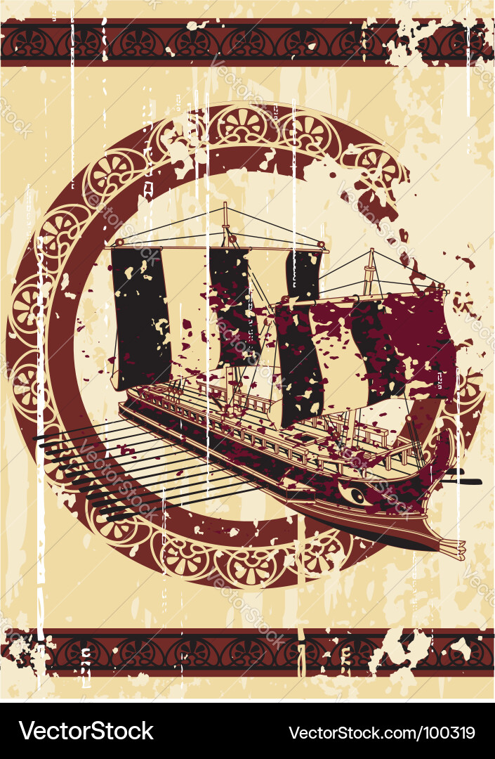 Vintage Greek Ship Royalty Free Vector Image - VectorStock