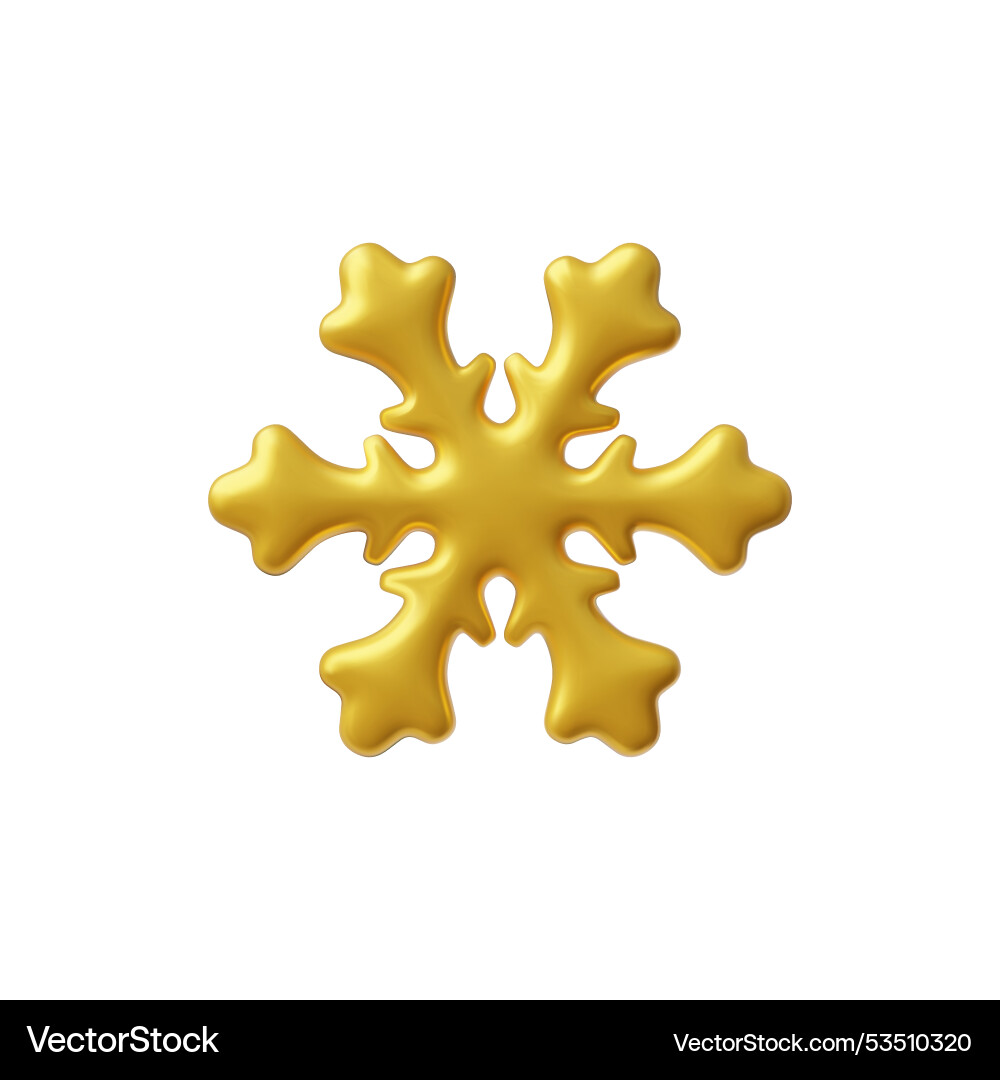 3d of golden snowflake Royalty Free Vector Image