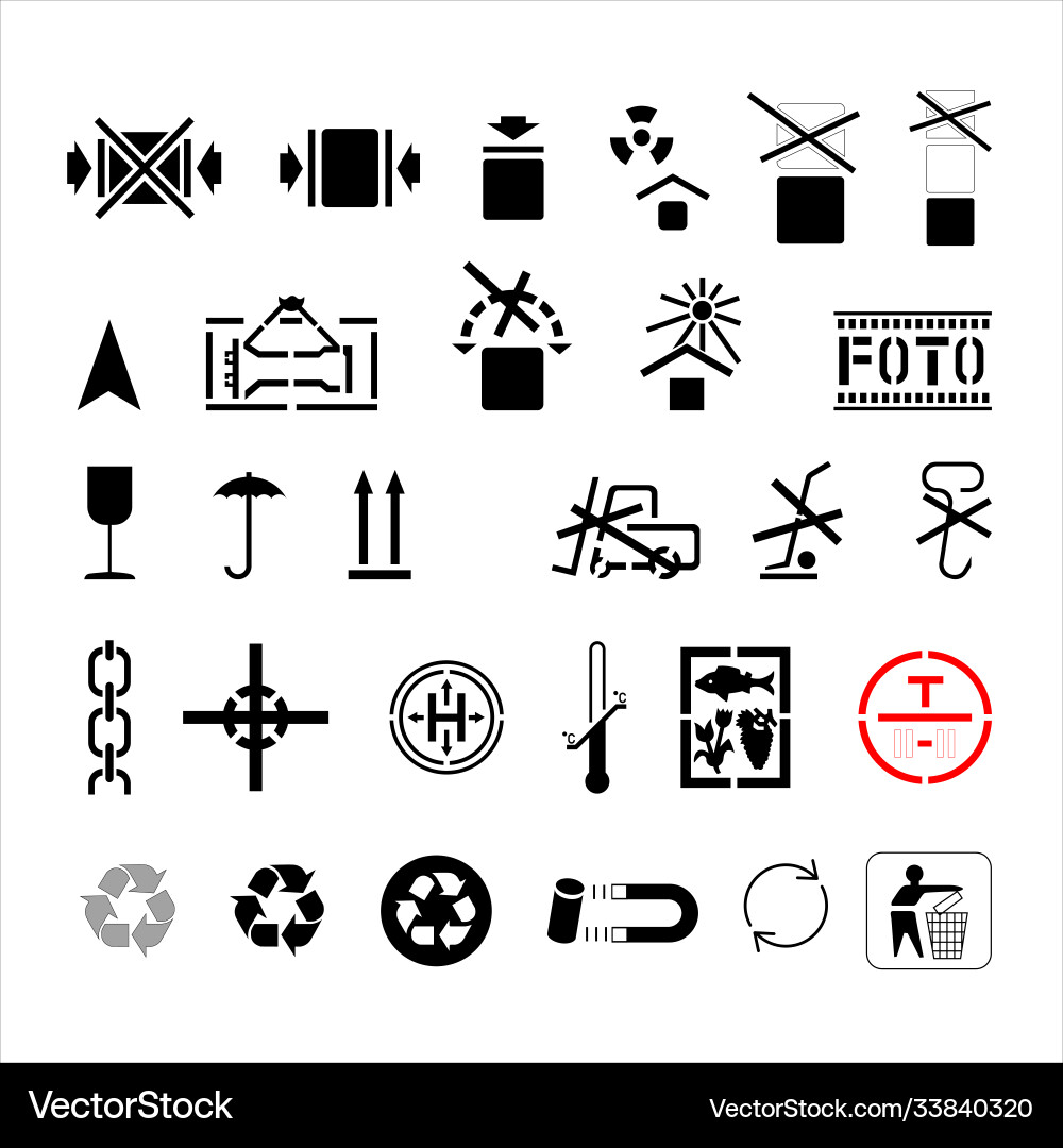 A set symbols marking cargo on boxes Royalty Free Vector