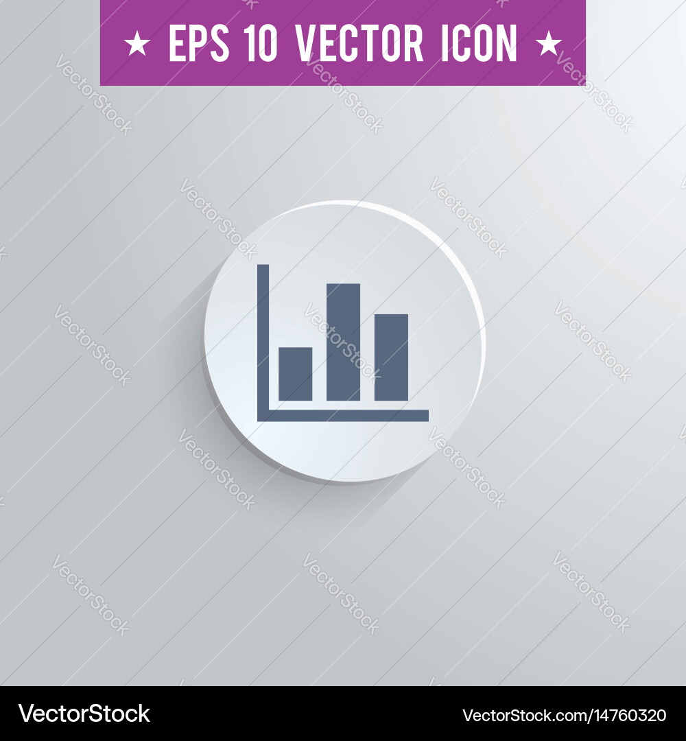 Bar chart symbol icon on gray shaded background Vector Image