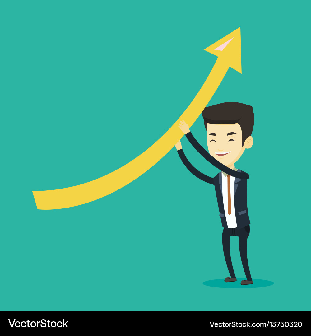 Business man holding arrow going up Royalty Free Vector