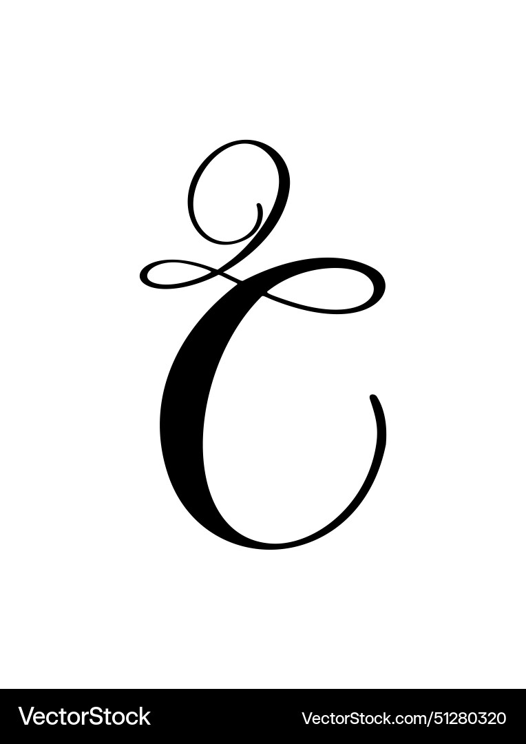 Calligraphy hand drawn letter c logo Royalty Free Vector