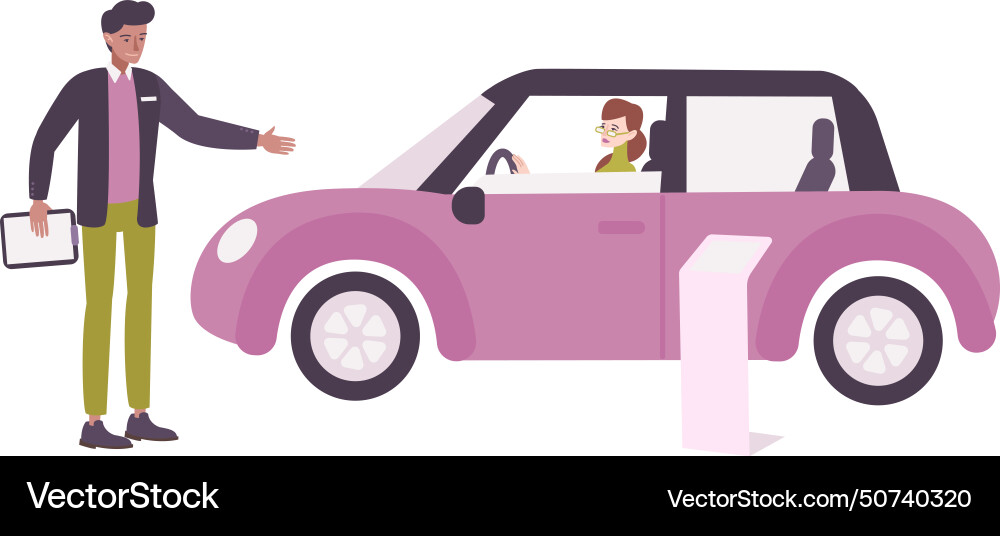 Car dealership composition Royalty Free Vector Image