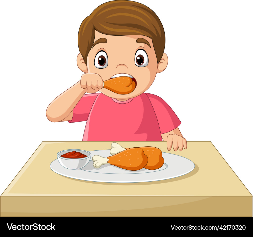 Of Kid Boy Eating Chicken Vector Images (over 110)