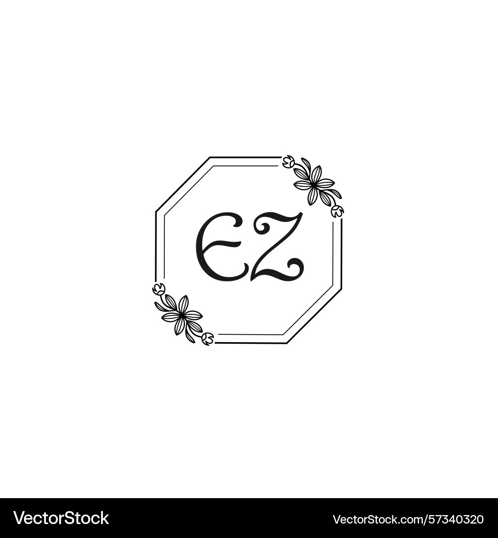 Classic floral monogram ez with elegant frame Vector Image