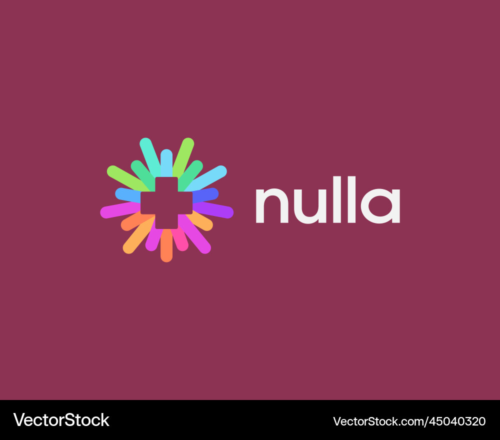 Cross with rainbow lines rays around logo Vector Image