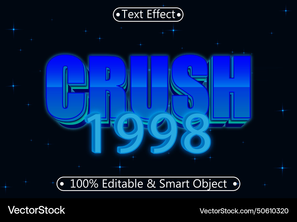 Crush 1998 editable text effect 3 dimension Vector Image
