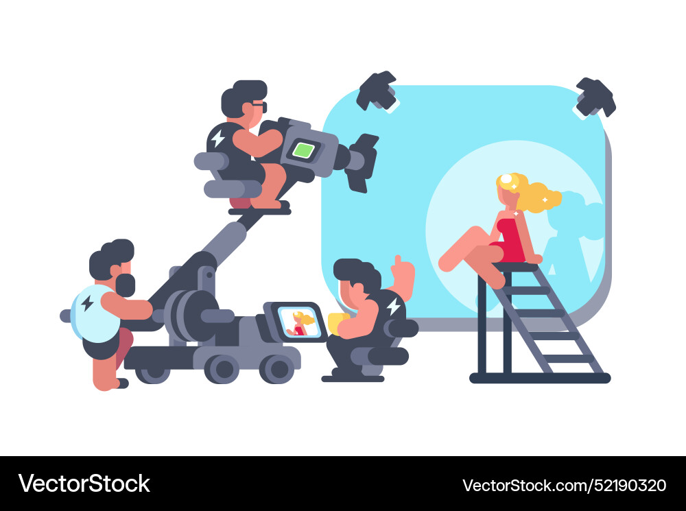 Film crew shooting scene Royalty Free Vector Image