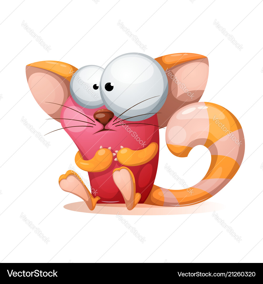 Funny cute crazy cartoon characters cat Royalty Free Vector