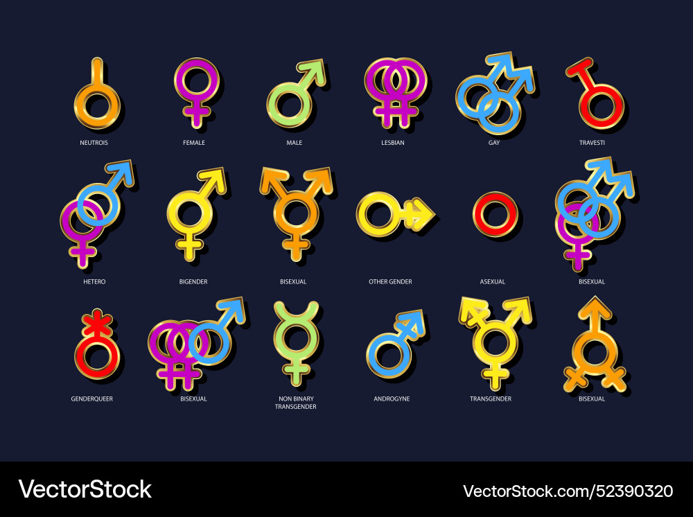 Gradient pride month lgbt symbols collection Vector Image