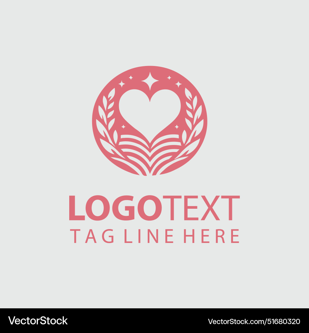 Hand hearth floral logo Royalty Free Vector Image