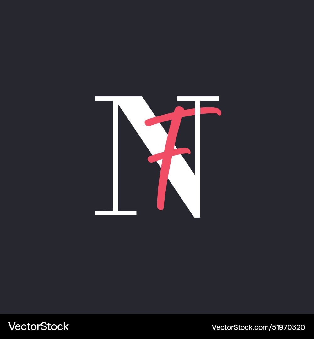 Letter nf logo perfectly blended initials Vector Image