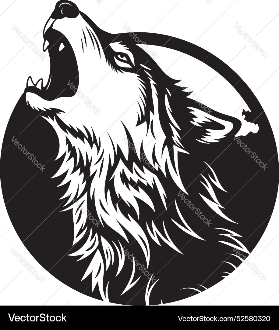 Moonlitwail hand drawn symbol for moonlit lupine Vector Image