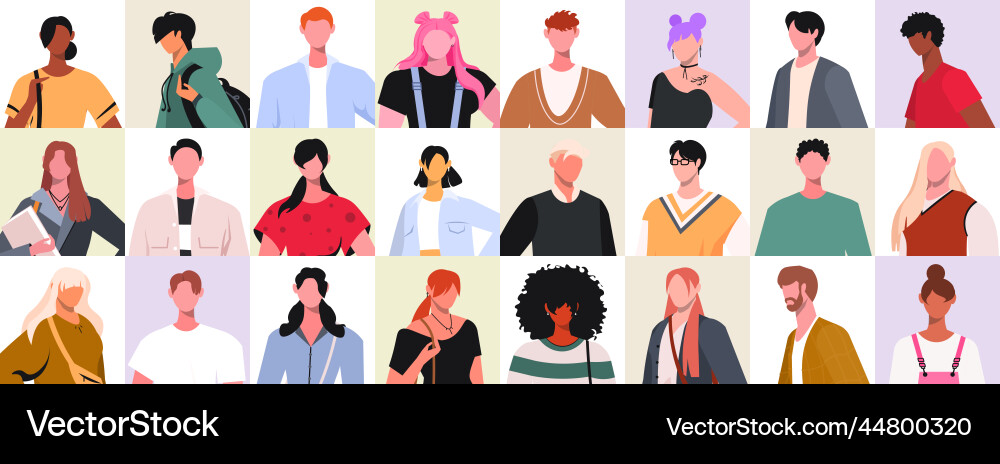 People head portraits set Royalty Free Vector Image