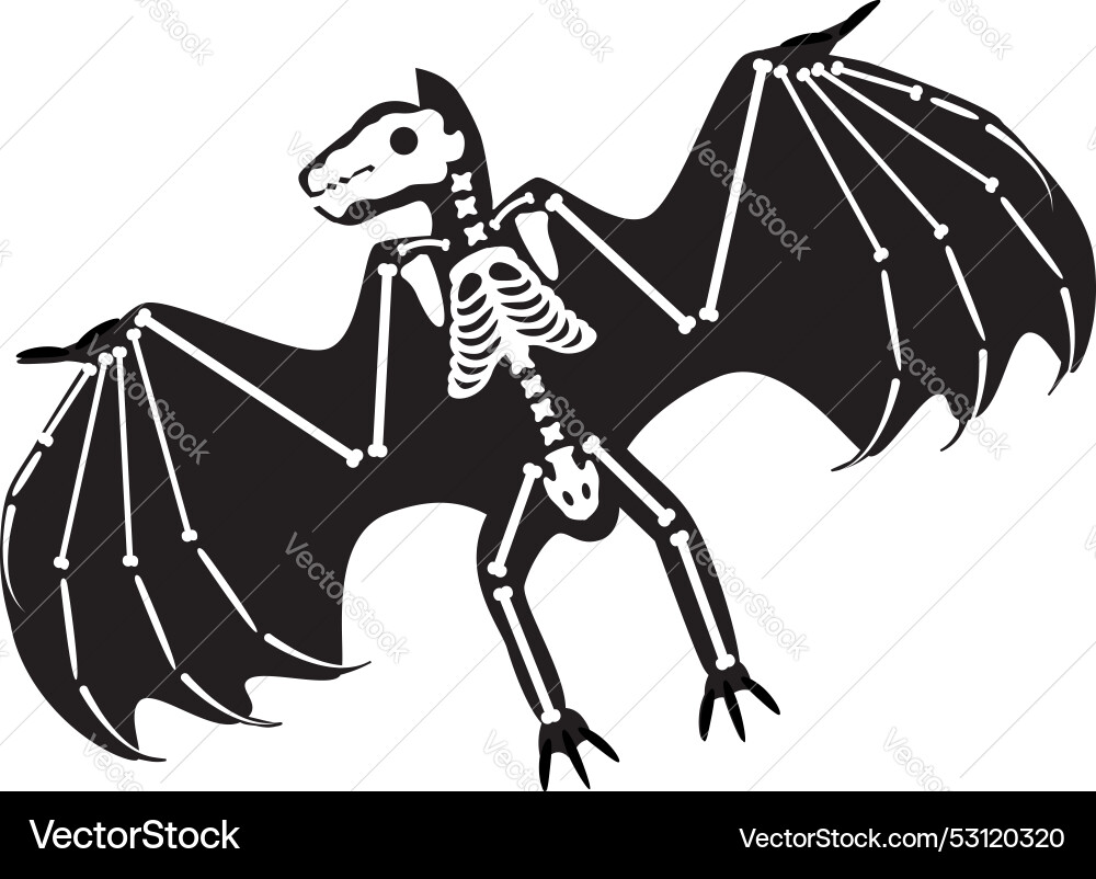 Silhouette winged vampire roentgen skeleton bones Vector Image