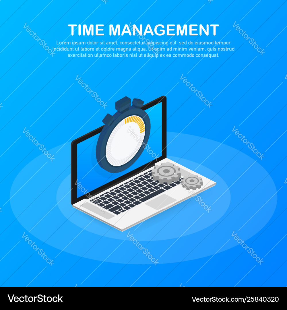 Time management banner with character and text Vector Image