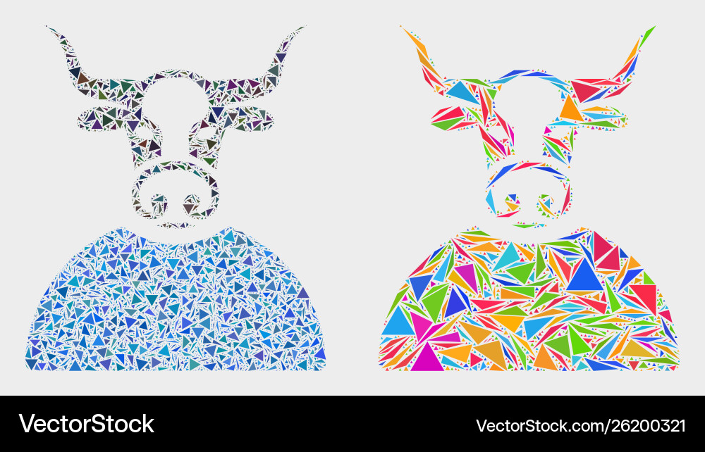 Bull person mosaic icon triangle Royalty Free Vector Image