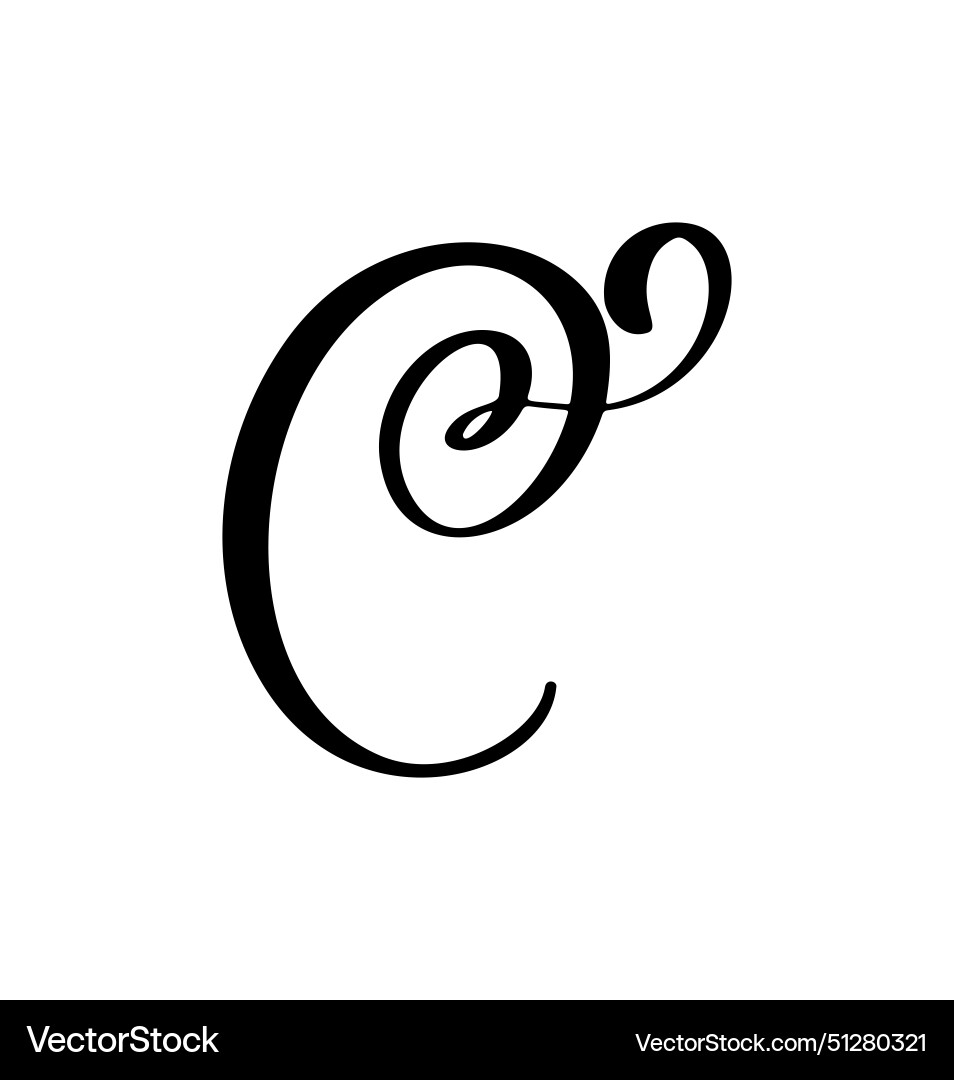 Calligraphy hand drawn letter c script Royalty Free Vector