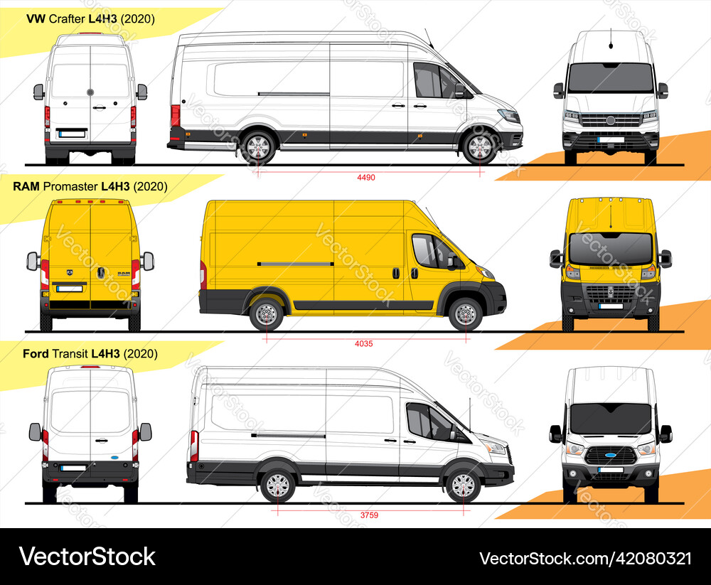 Cargo Delivery Vans - Crafter, Promaster, Transit Vector Image