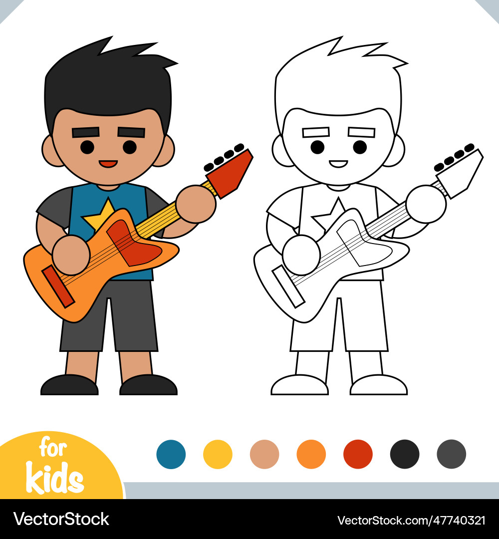 Coloring book punk rock guitarist Royalty Free Vector Image