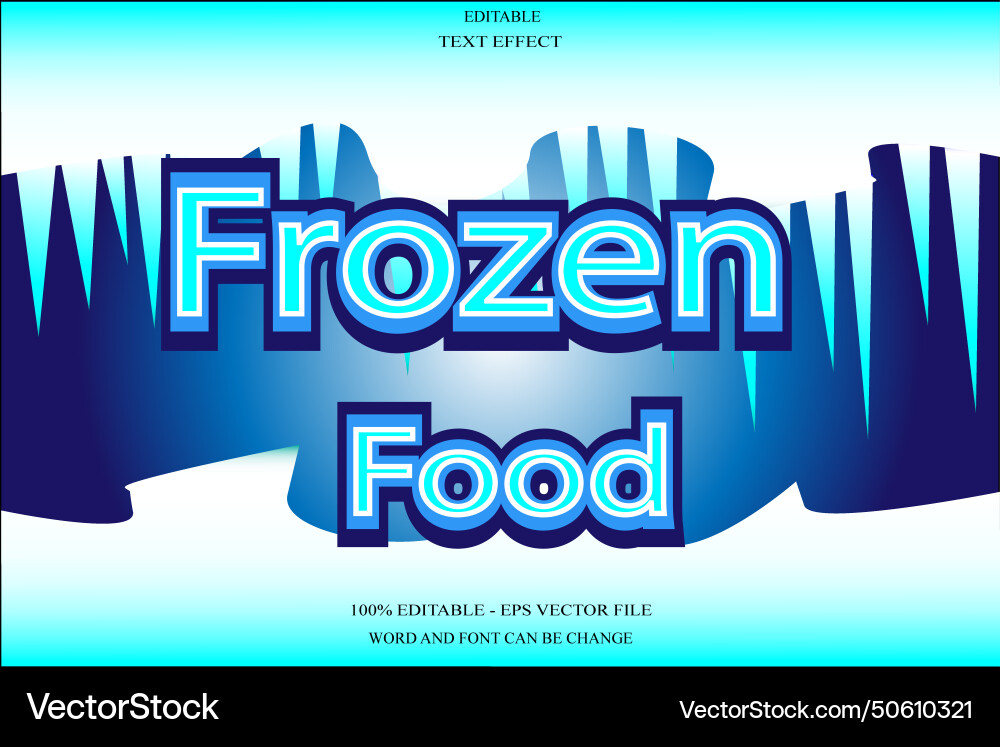 Frozen food editable text effect Royalty Free Vector Image