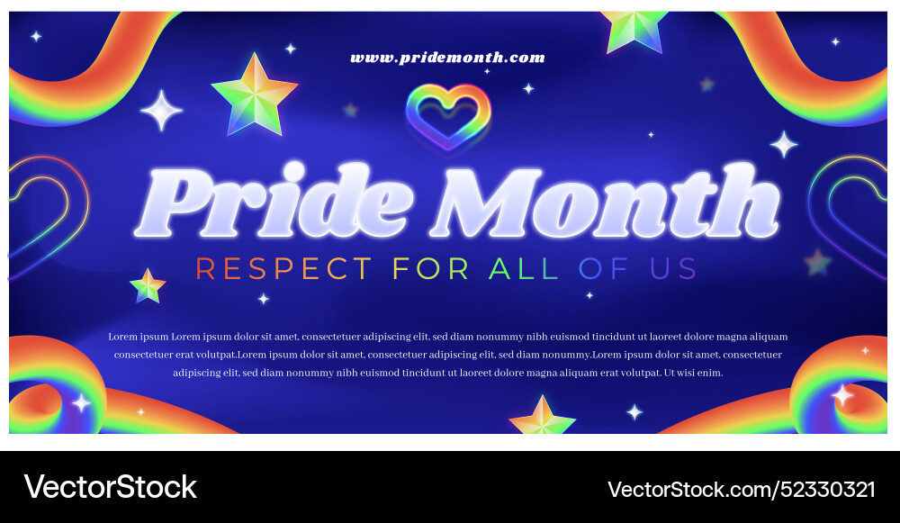 Gradient pride month lgbt horizontal banner Vector Image
